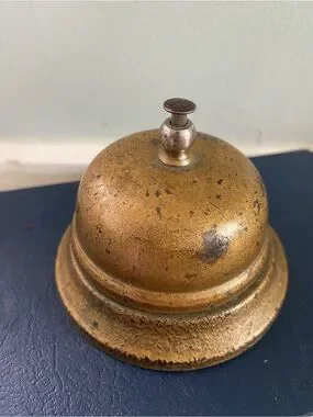 Accents | Vintage Rustic Counter Bell In Aged Gold With Patina | Poshmark